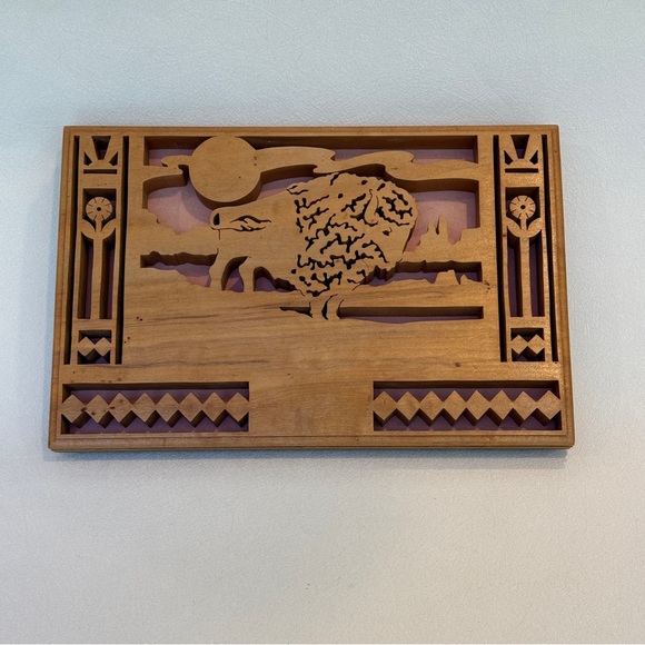 Art | Buffalo Wood Carving Wall Art | Poshmark